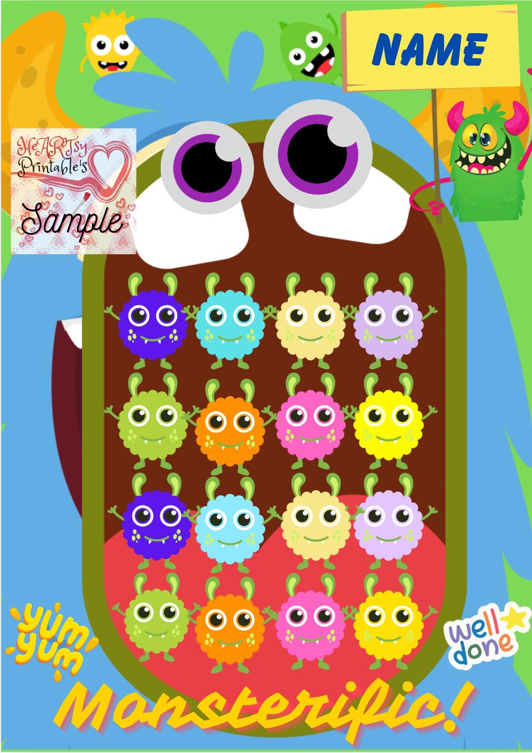 Children’s Cute Monster Printable Sticker Reward Chart - Etsy