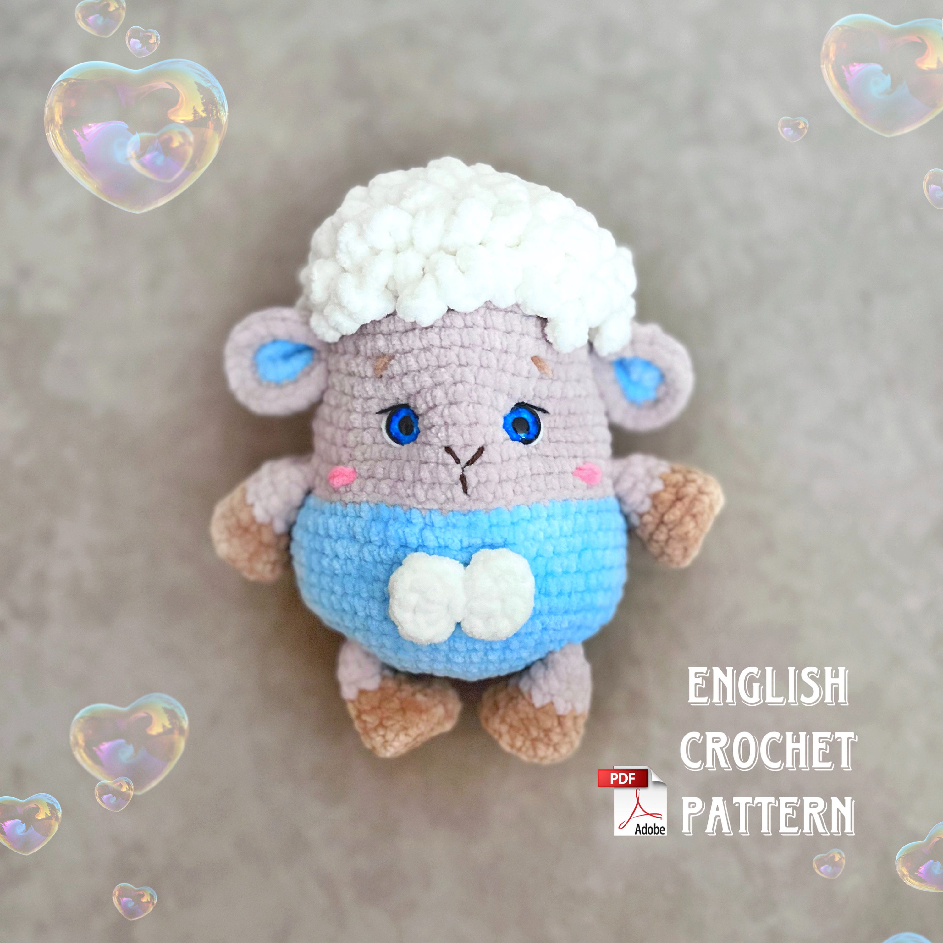 Crochet Plush Lamb Toy Pattern, Amigurumi Easter Lamb Pattern, Crochet ...