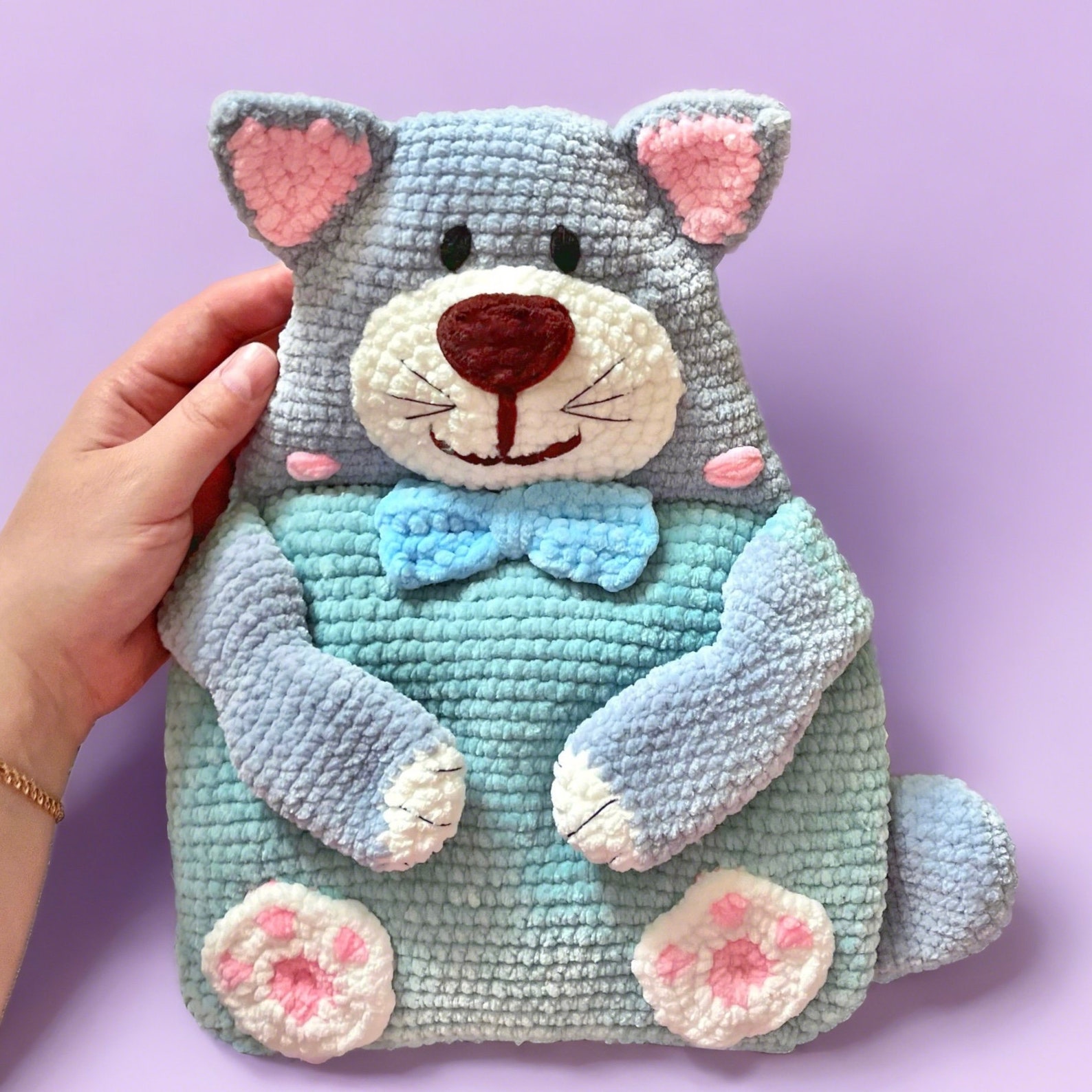 Crochet Snuggler Cat Pattern, Amigurumi Cat Pillow Pattern, Cat Pattern ...