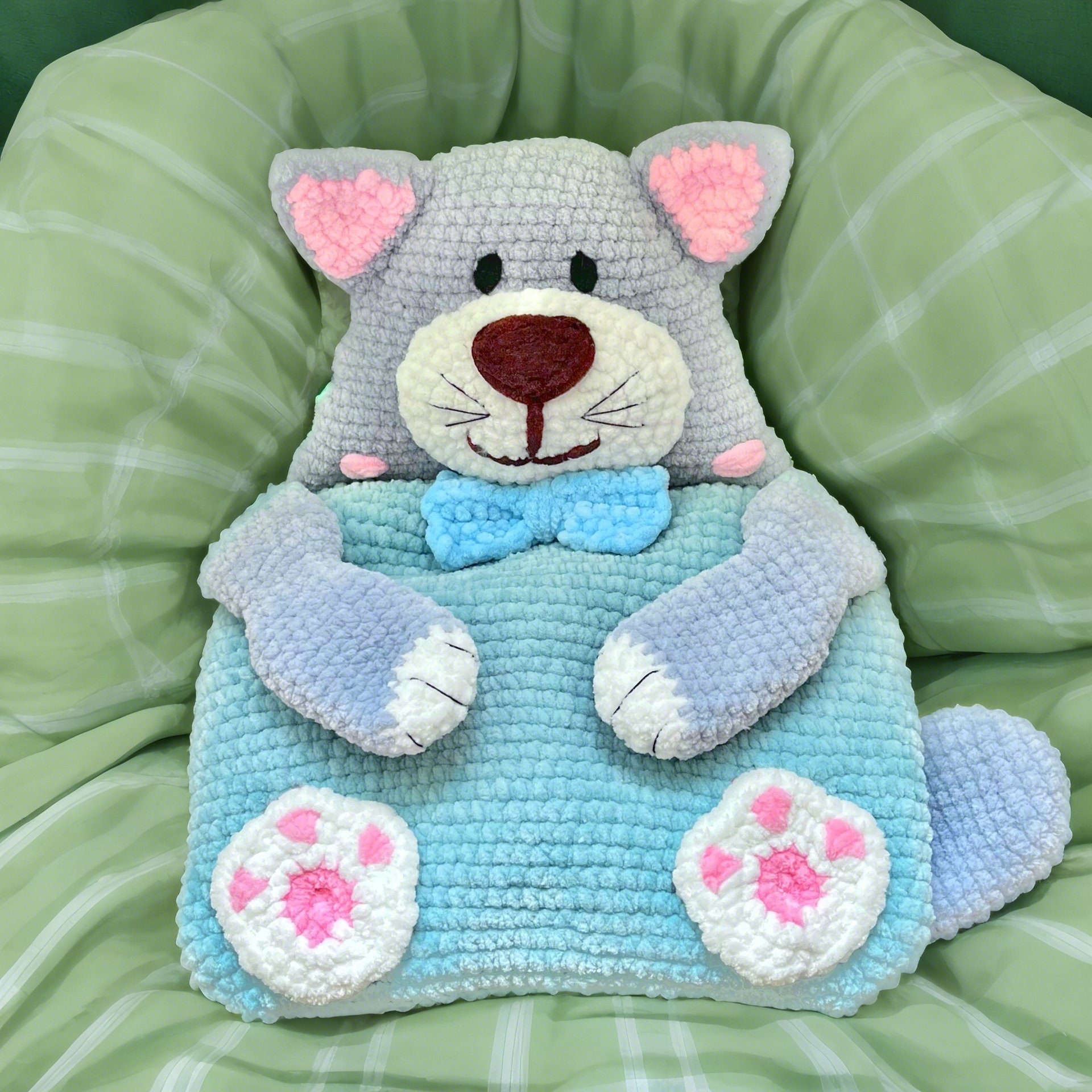 Crochet Snuggler Cat Pattern, Amigurumi Cat Pillow Pattern, Cat Pattern ...