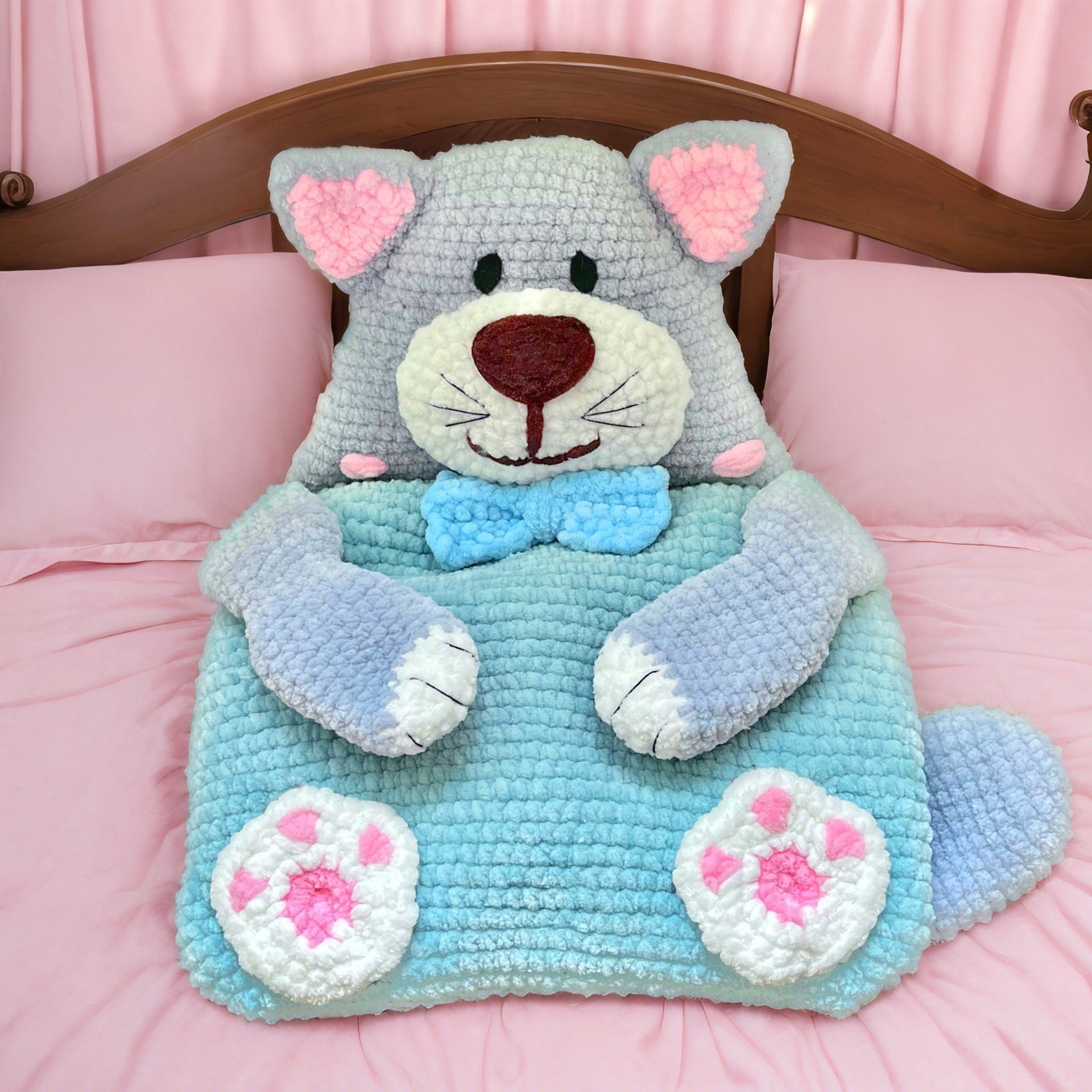 Crochet Snuggler Cat Pattern, Amigurumi Cat Pillow Pattern, Cat Pattern ...