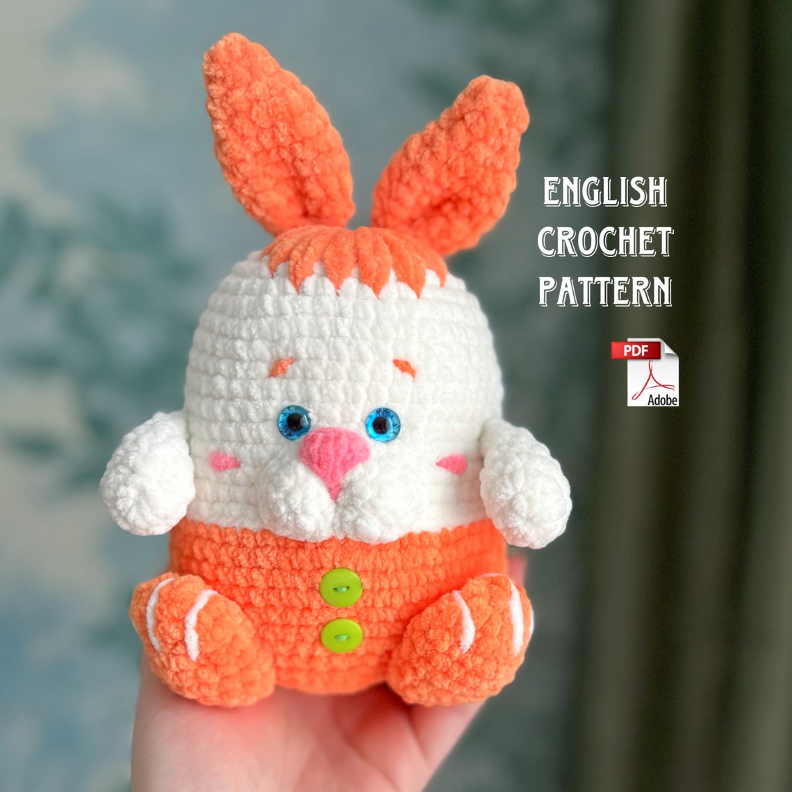 Crochet Plush Bunny Toy Pattern: Amigurumi Easter Rabbit (PDF Pattern ...