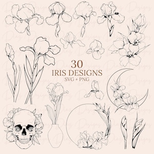 Iris Svg Bundle, Iris Flower Svg, Iris Line Art, Iris Cut File, Iris ...