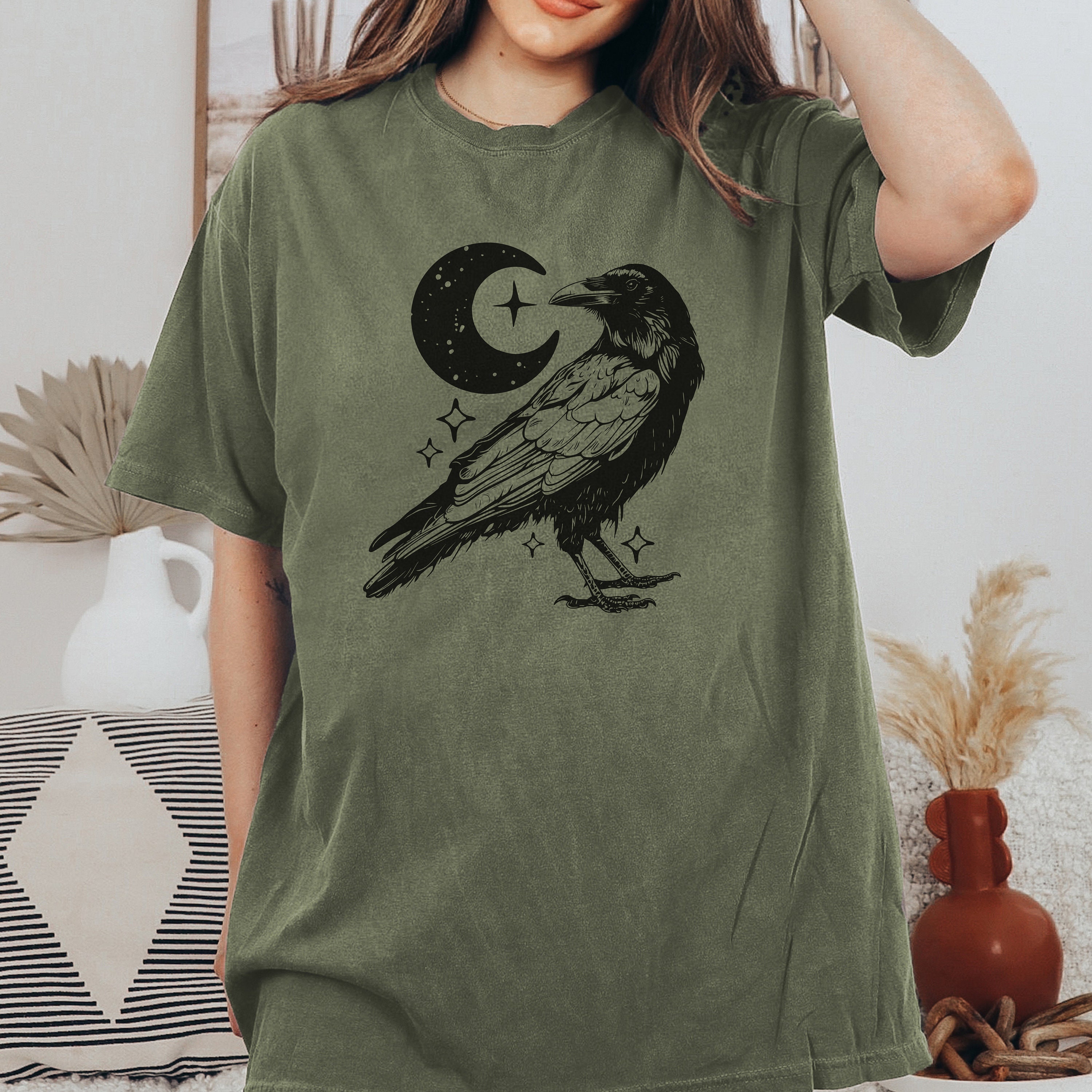 Mystical Crow Clipart, Moon Raven Svg, Raven Tattoo Png, Halloween ...