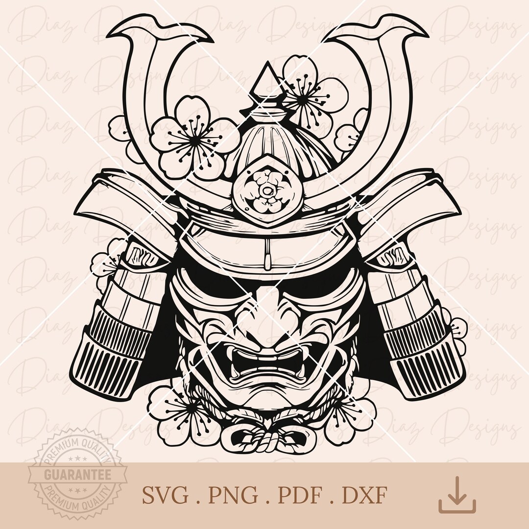 Japanese Samurai Mask Svg, Samurai Oni Mask Svg, Demon Mask Svg ...