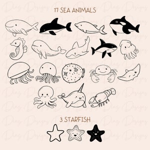 Sea Animals Bundle Svg, Ocean Bundle Svg, Ocean Life Svg, Ocean Animals ...