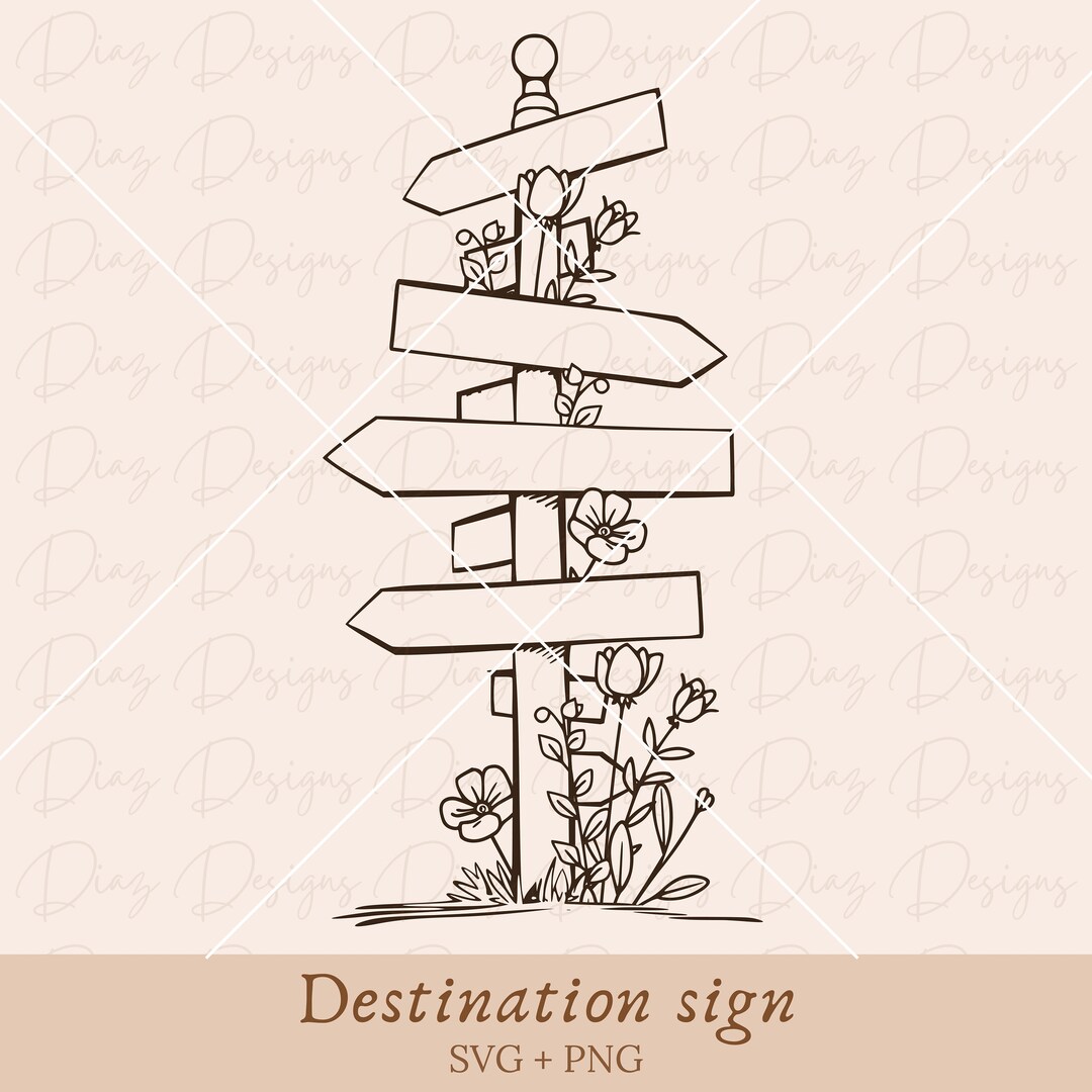 Destination Sign Svg, Road Signs Svg, Direction Sign Clipart, Wood Sign ...