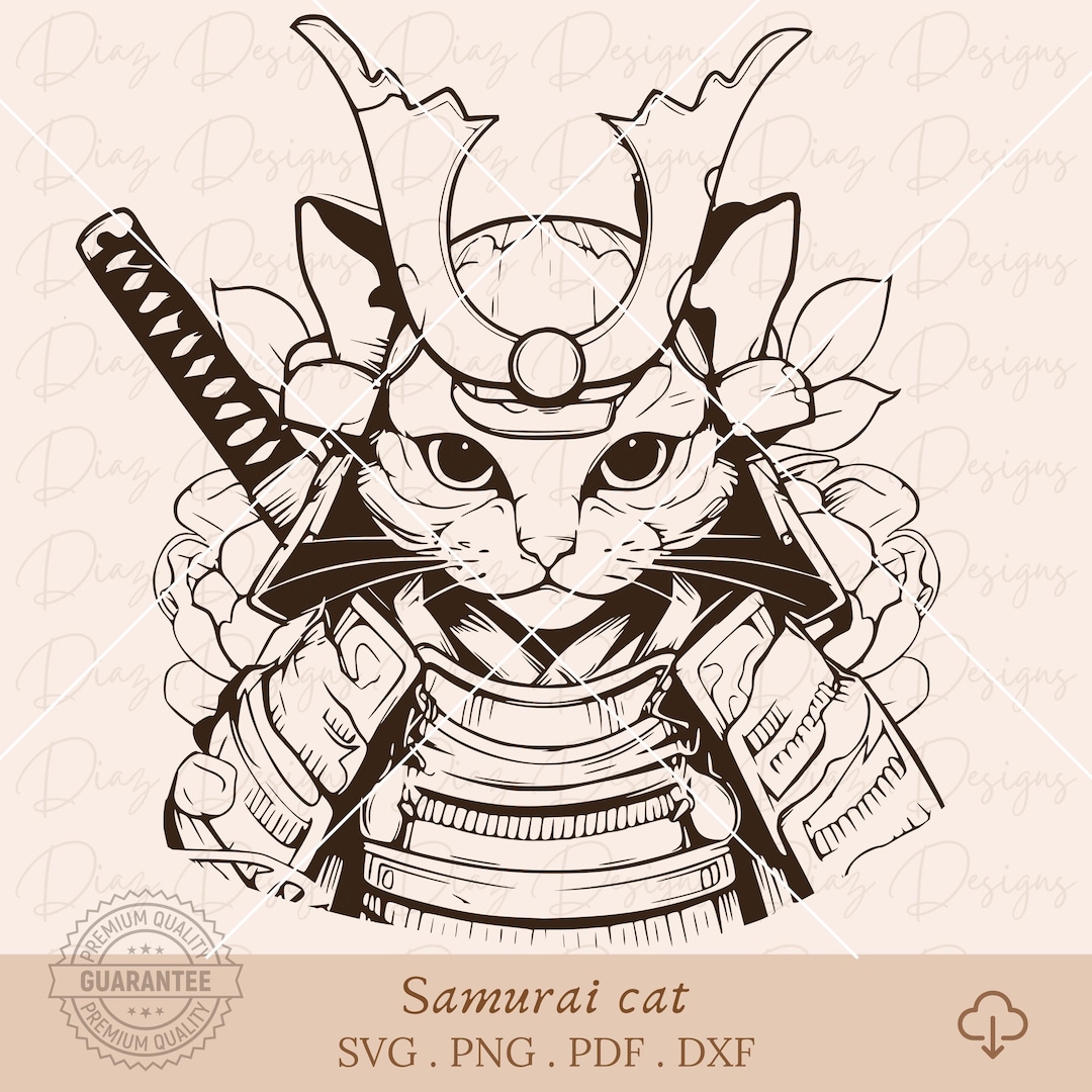 Samurai Cat Svg, Japanese Samurai Cat Png, Samurai Cut File, Samurai ...