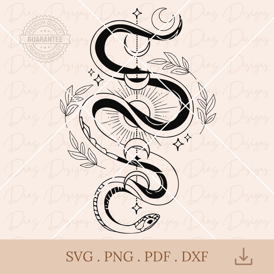 Mystical Snake Svg, Celestial Snake Png, Boho Snake Clipart, Mystical ...