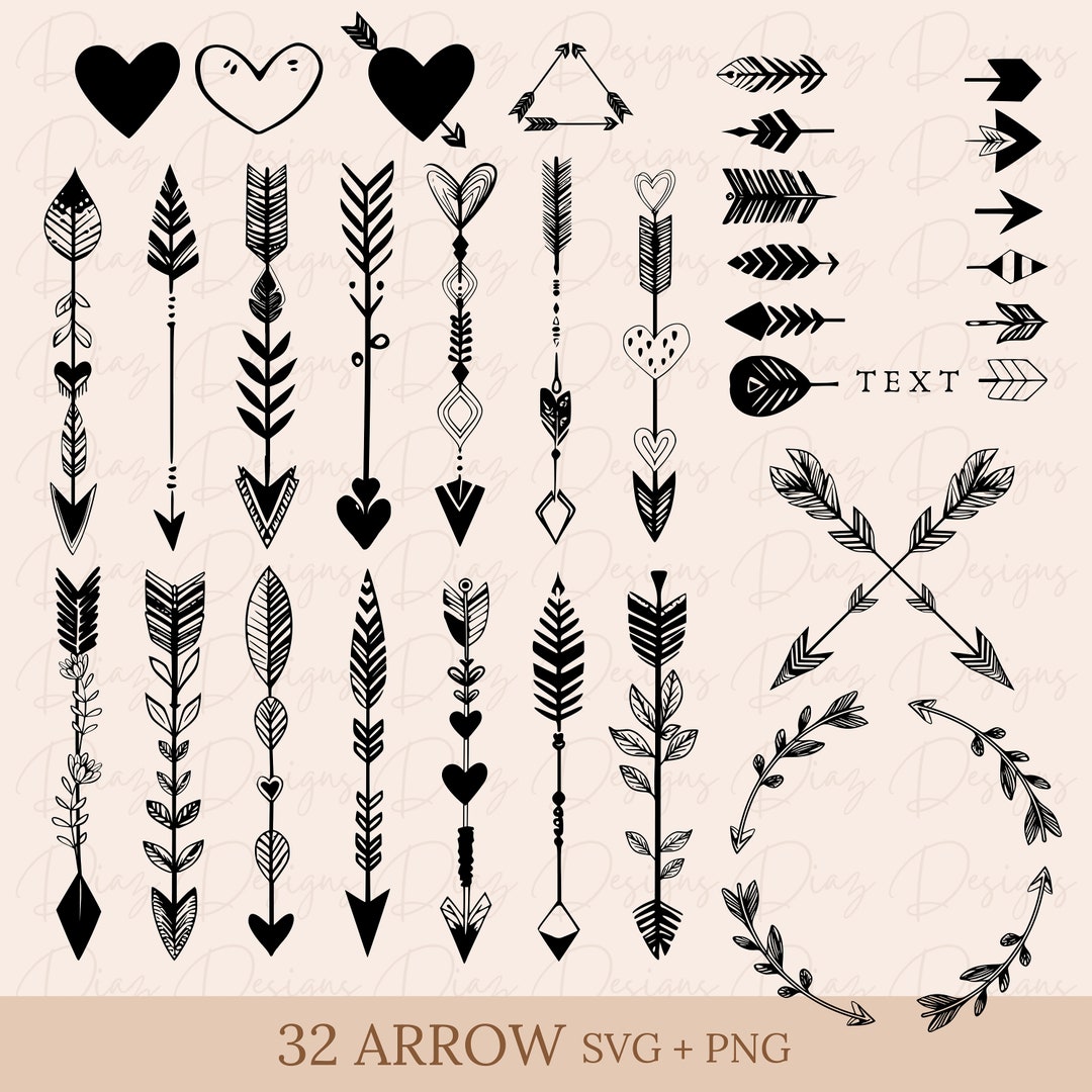 Arrow Bundle Svg, Boho Arrow Clipart, Arrow Png, Arrow Clipart, Arrow ...