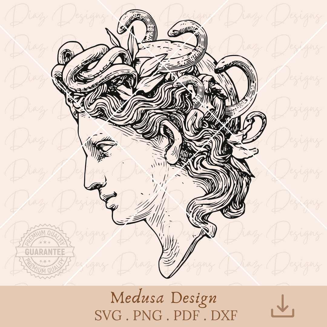 Medusa Svg Cut File, Medusa Greek Statue Svg, Medusa Tattoo Svg, Greek ...