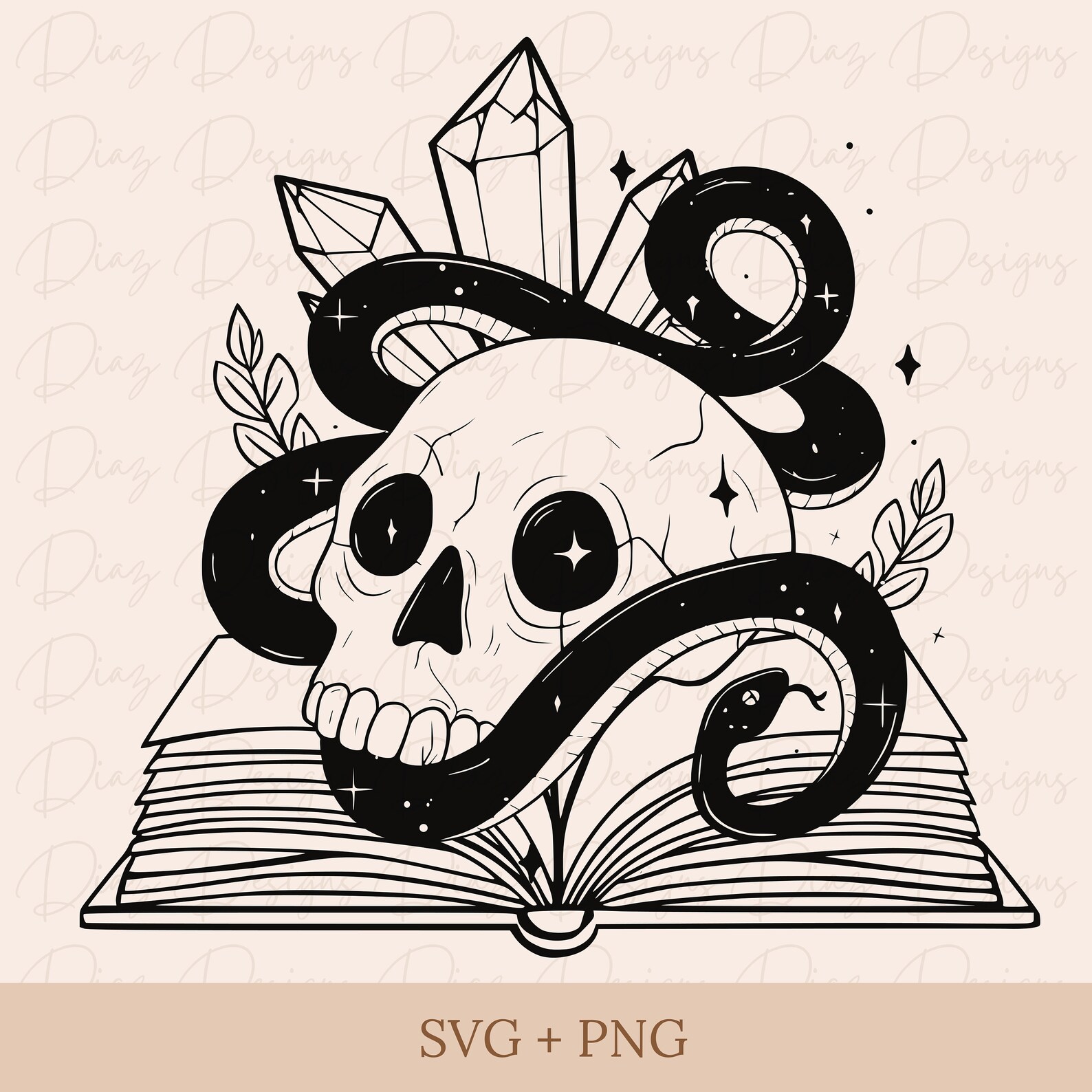 Skull Book Svg, Mystical Book Clipart, Book Lovers Png, Bookworm Svg ...