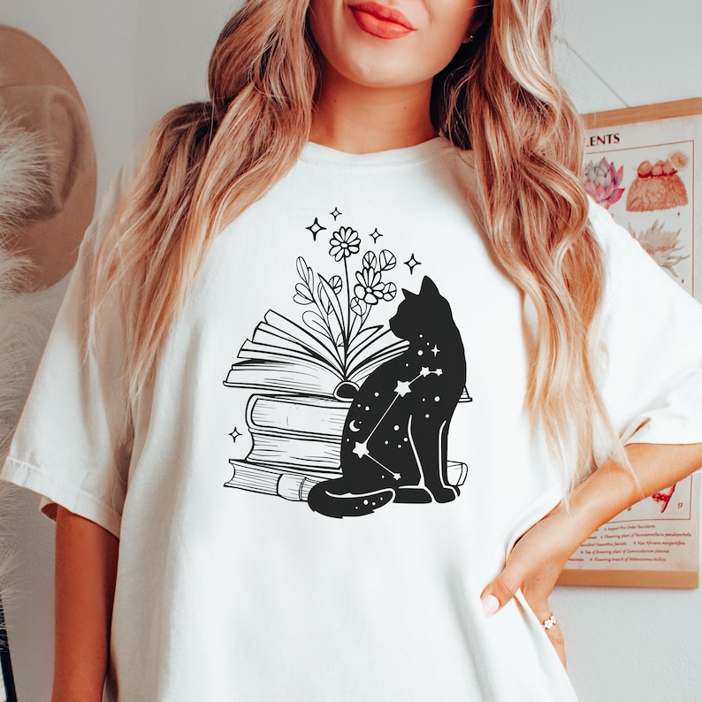 Book Cat Svg, Floral Book Svg, Cat Reading Svg, Book Lovers Png ...