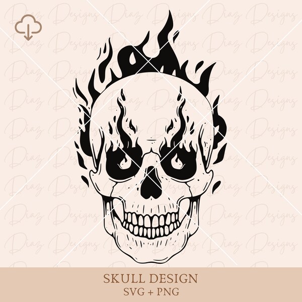 Flaming Skull - Etsy