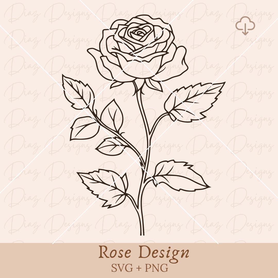 Single Rose Tattoo Svg, Rose Svg Cut File, Roses Clipart, Wildflower ...