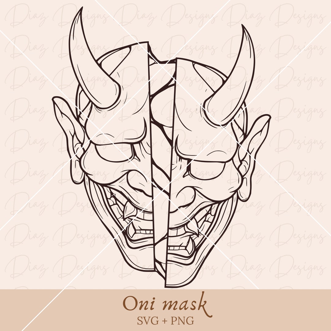 Japanese Oni Mask Svg, Hannya Mask Svg, Oni Mask Tattoo Svg, Demon Mask ...