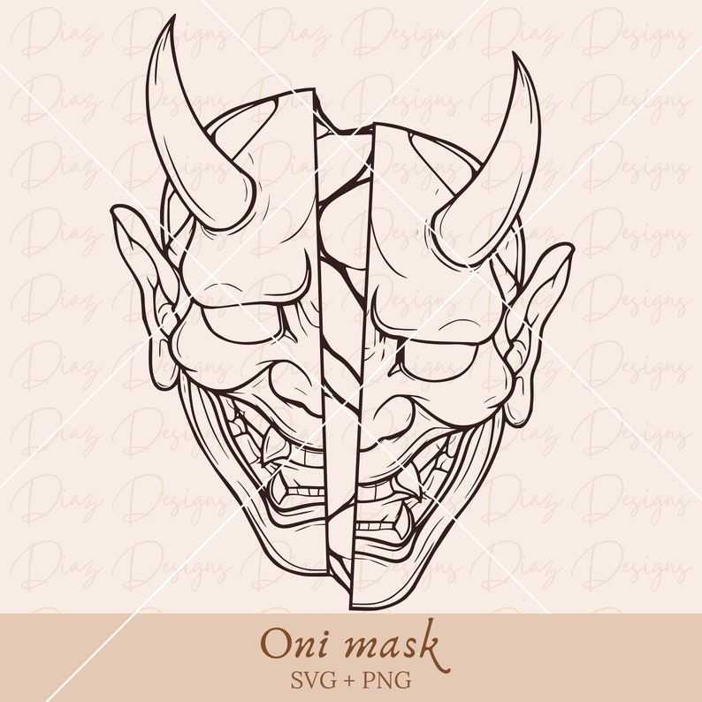 Japanese Oni Mask Svg, Hannya Mask Svg, Oni Mask Tattoo Svg, Demon Mask ...