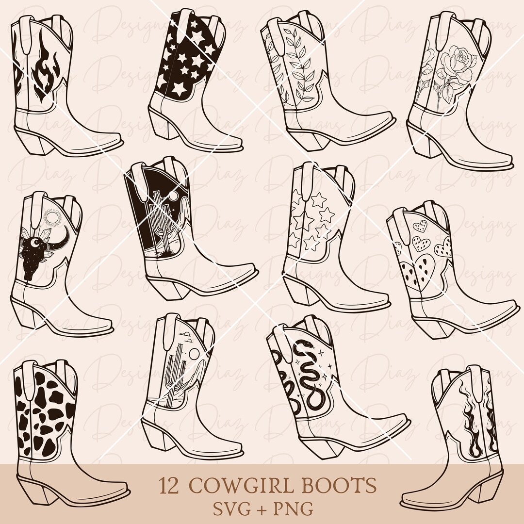 Cowgirl Boots Svg, Cowboy Floral Boots Svg, Western Boots Cricut ...