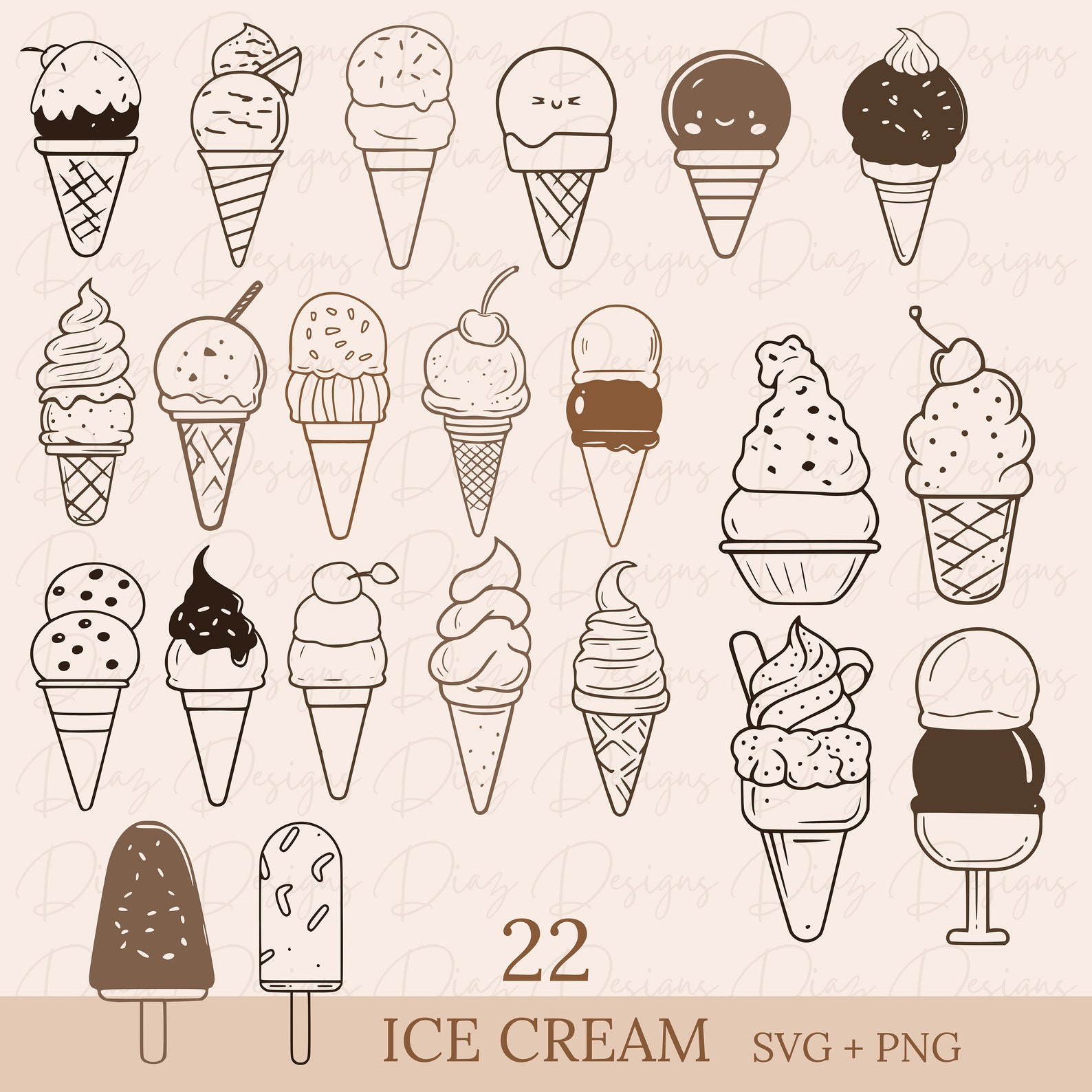 Ice Cream Svg Bundle, Ice Cream Png, Ice Cream Clipart, Ice Cream Cut ...