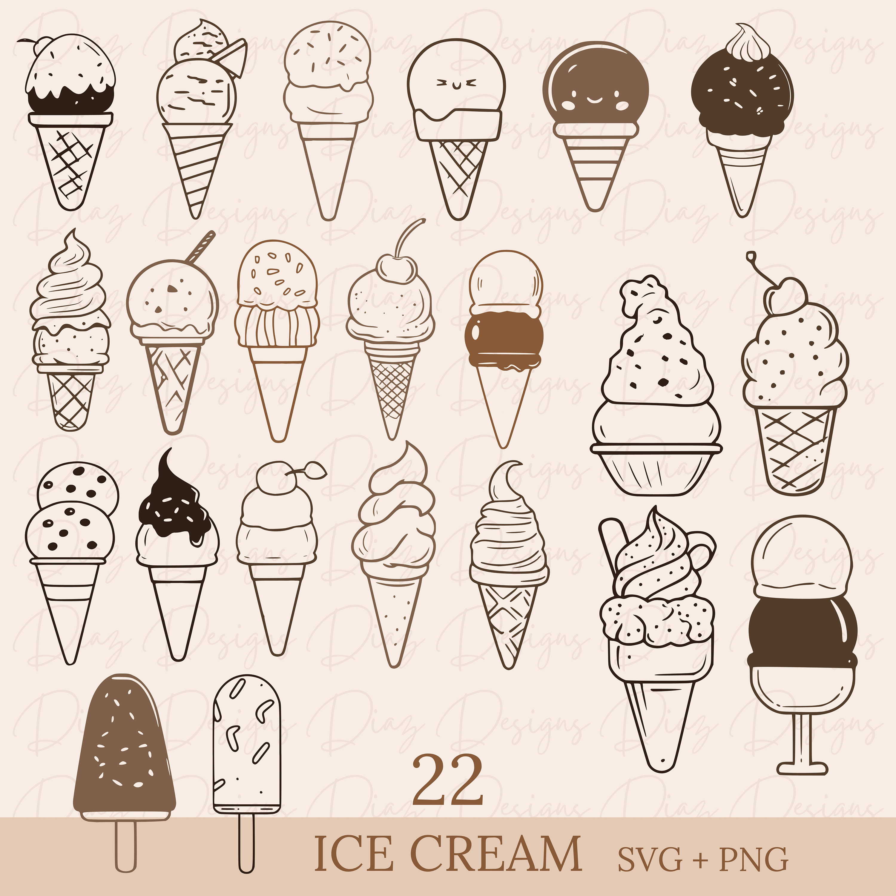 Ice Cream Svg Bundle, Ice Cream Png, Ice Cream Clipart, Ice Cream Cut ...
