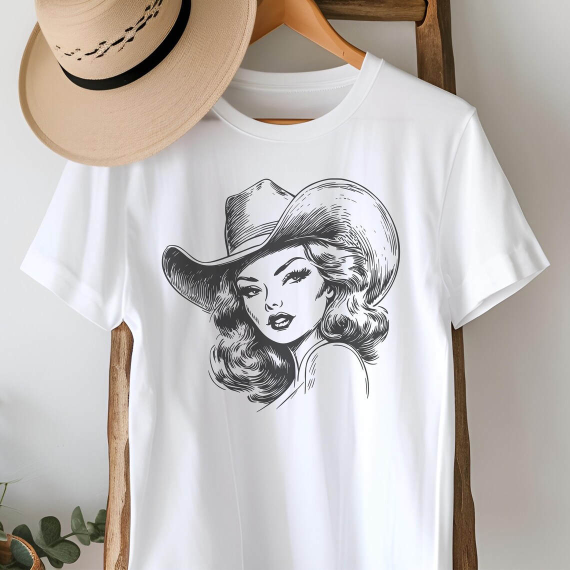 Cowgirl Retro Svg, Pin up Woman Svg, Woman Vintage Clipart, Beautiful ...