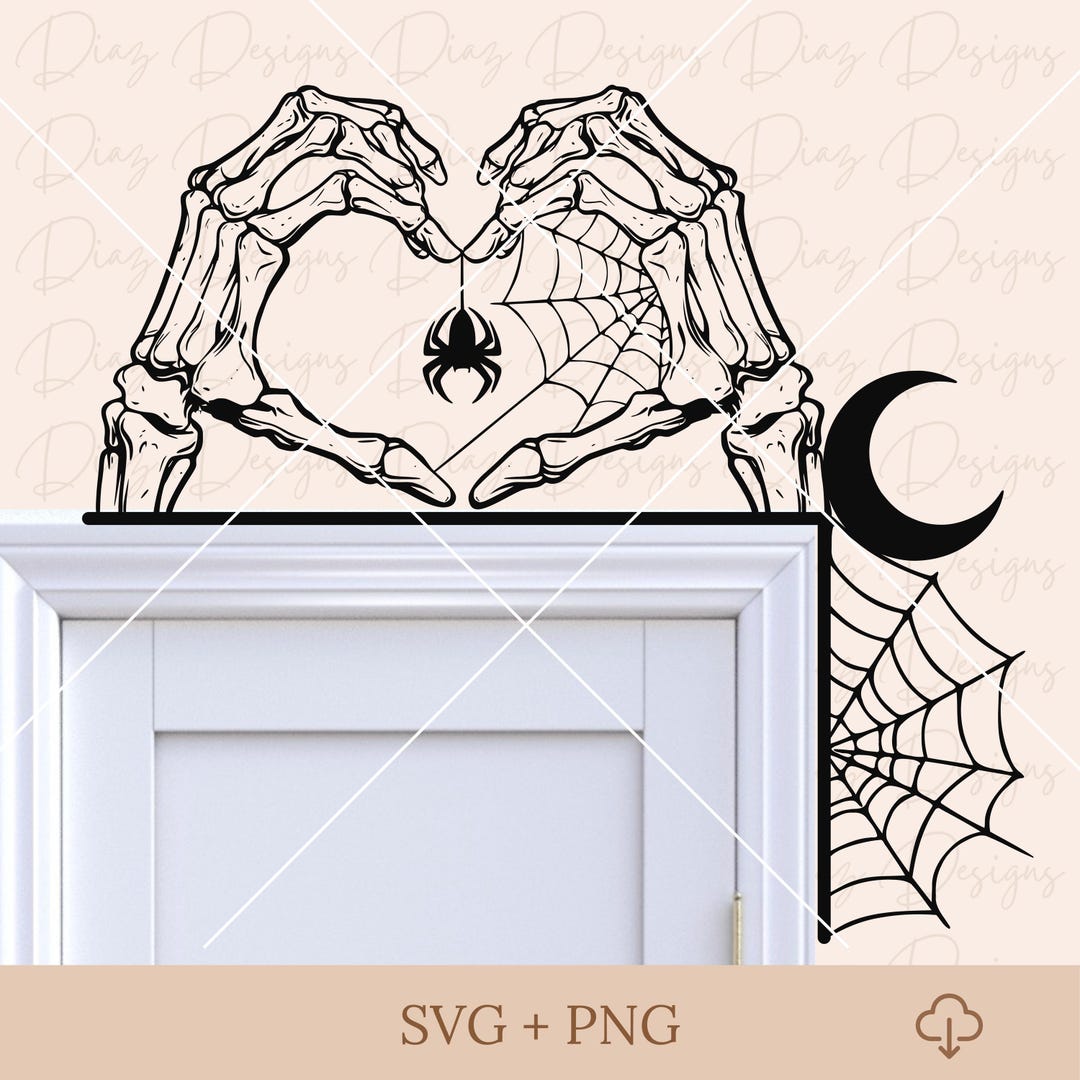 Halloween Door Trim, Skeleton Hand Signs Svg, Halloween Corner Cut File ...