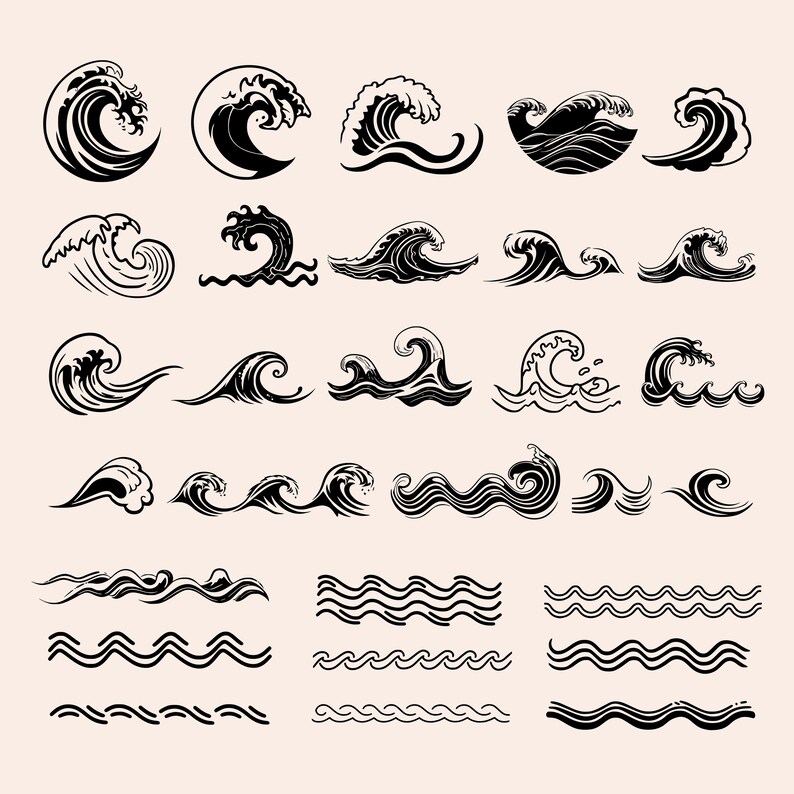 Wave Svg Bundle, Ocean Wave Svg, Wave Cut File, Ocean Wave Clipart ...