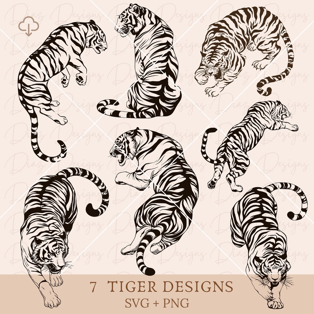 Tiger Bundle Svg, Tiger Svg, Tiger Cut File, Tiger Cricut, Tiger ...