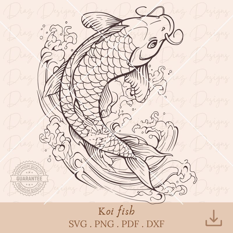 Koi Fish Tattoo Stencil - Etsy