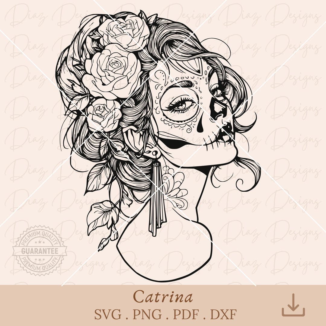 Catrina Svg, Catrina Clipart, Catrina Tattoo Design Png, Sugar Skull ...