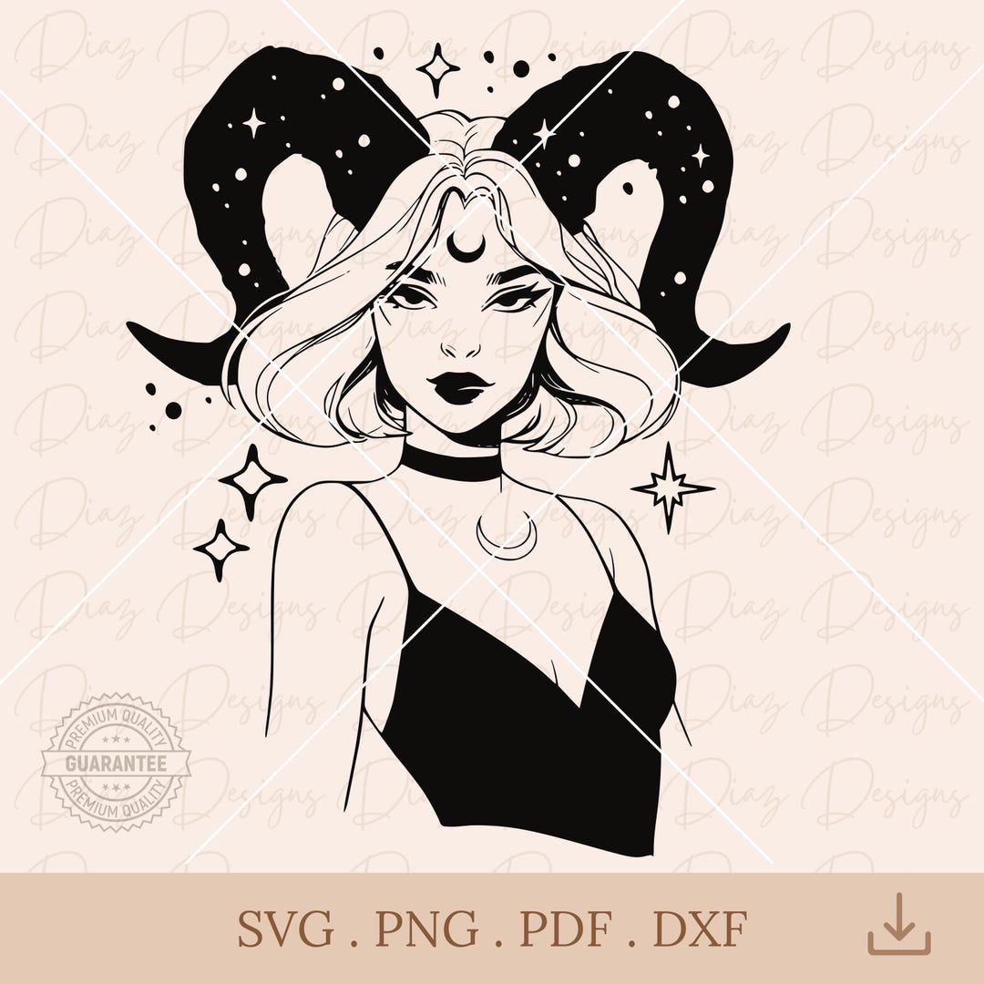 Witch Demon Girl Svg, Woman Devil Horns Svg, Witchcraft Wicca Svg ...
