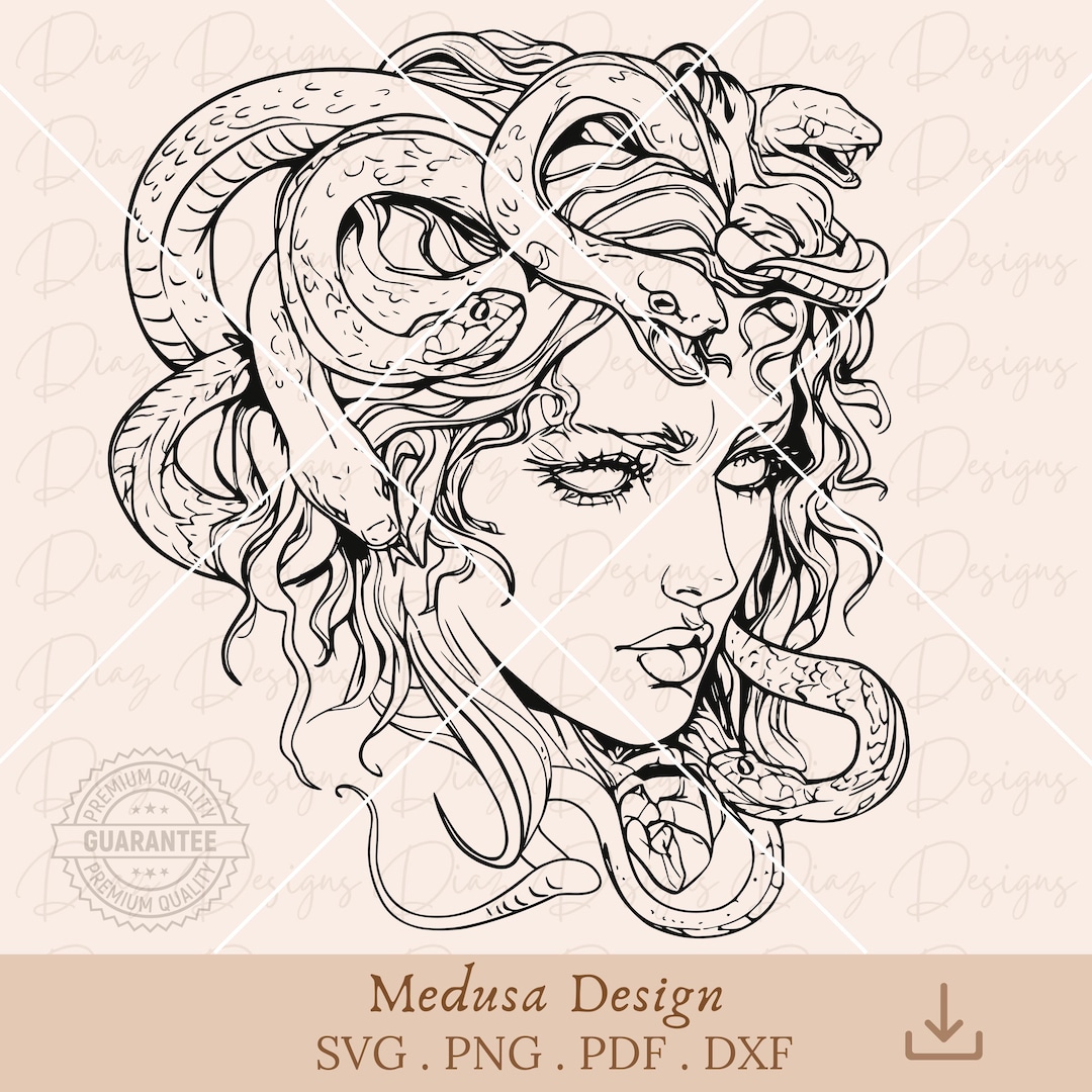 Medusa Svg File, Medusa Png, Medusa Tattoo Svg, Medusa Vector, Greek ...