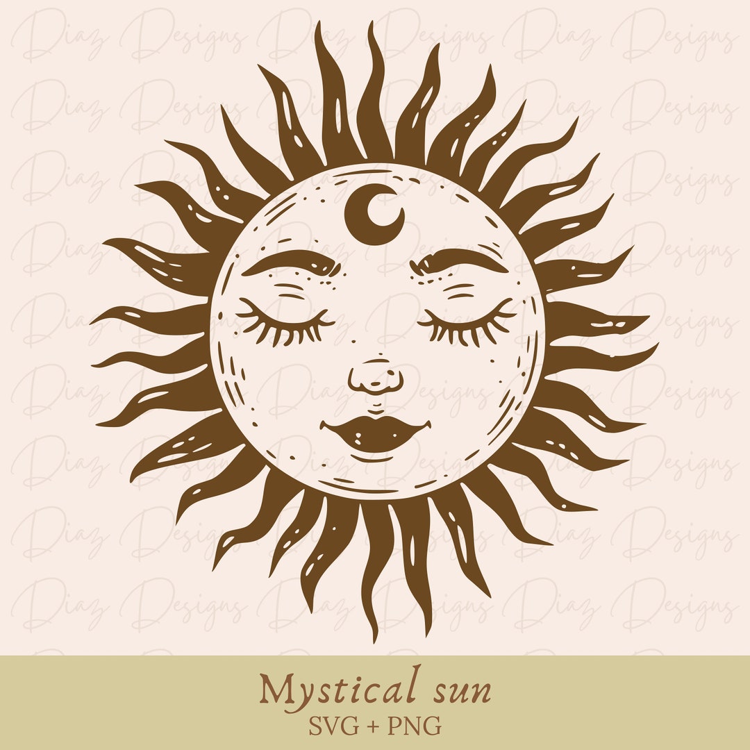 Mystical Sun Face Svg, Celestial Sun Clipart, Boho Sun Cricut ...