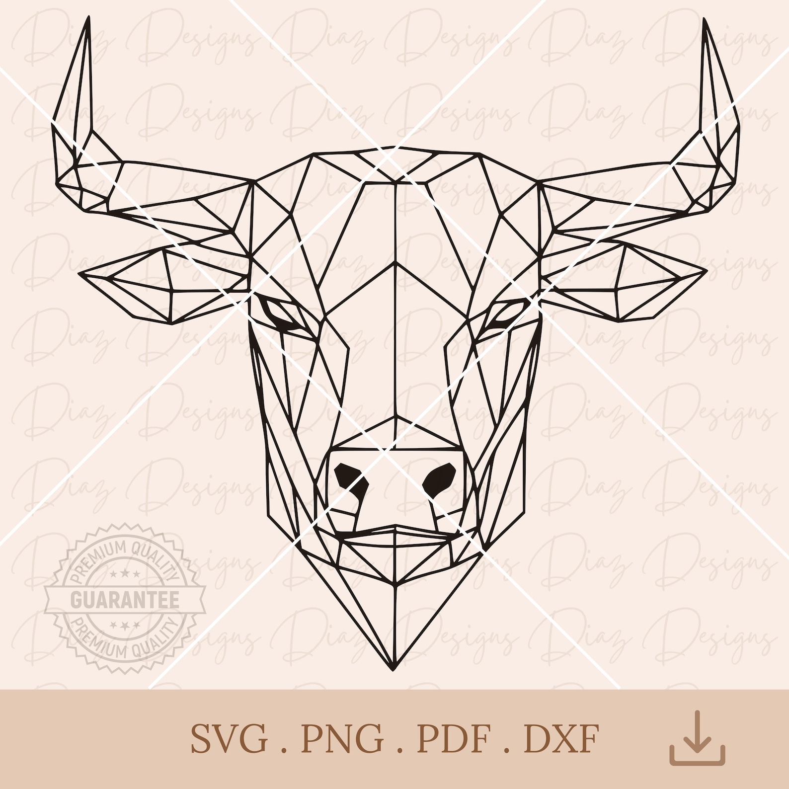 Geometric Bull Svg, Polygonal Bull Png, Polygonal Animals Cricut, Bull ...