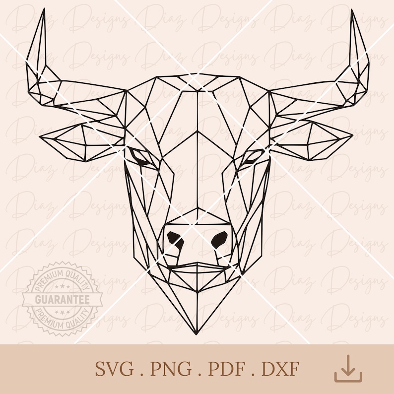 Geometric Bull Svg, Polygonal Bull Png, Polygonal Animals Cricut, Bull ...