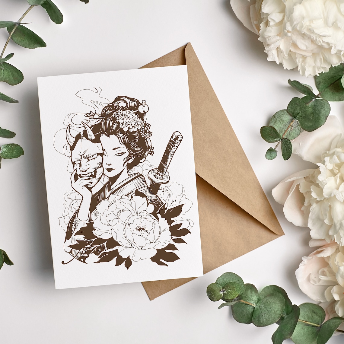 Geisha Svg Cut File, Japanese Geisha Png, Geisha Clipart, Geisha Hannya ...