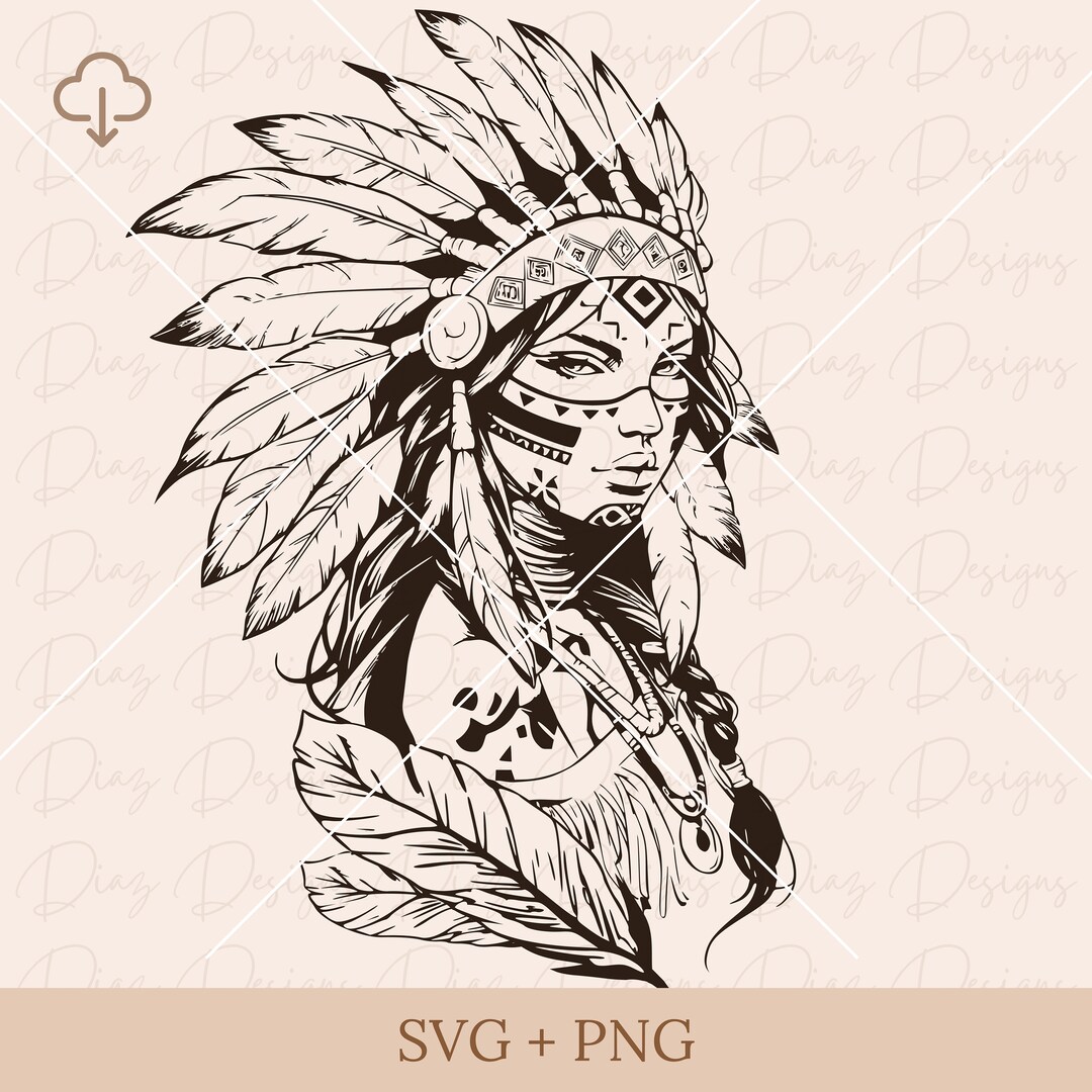 American Indian Svg, Native American Woman Svg, Native Indian Girl Svg ...
