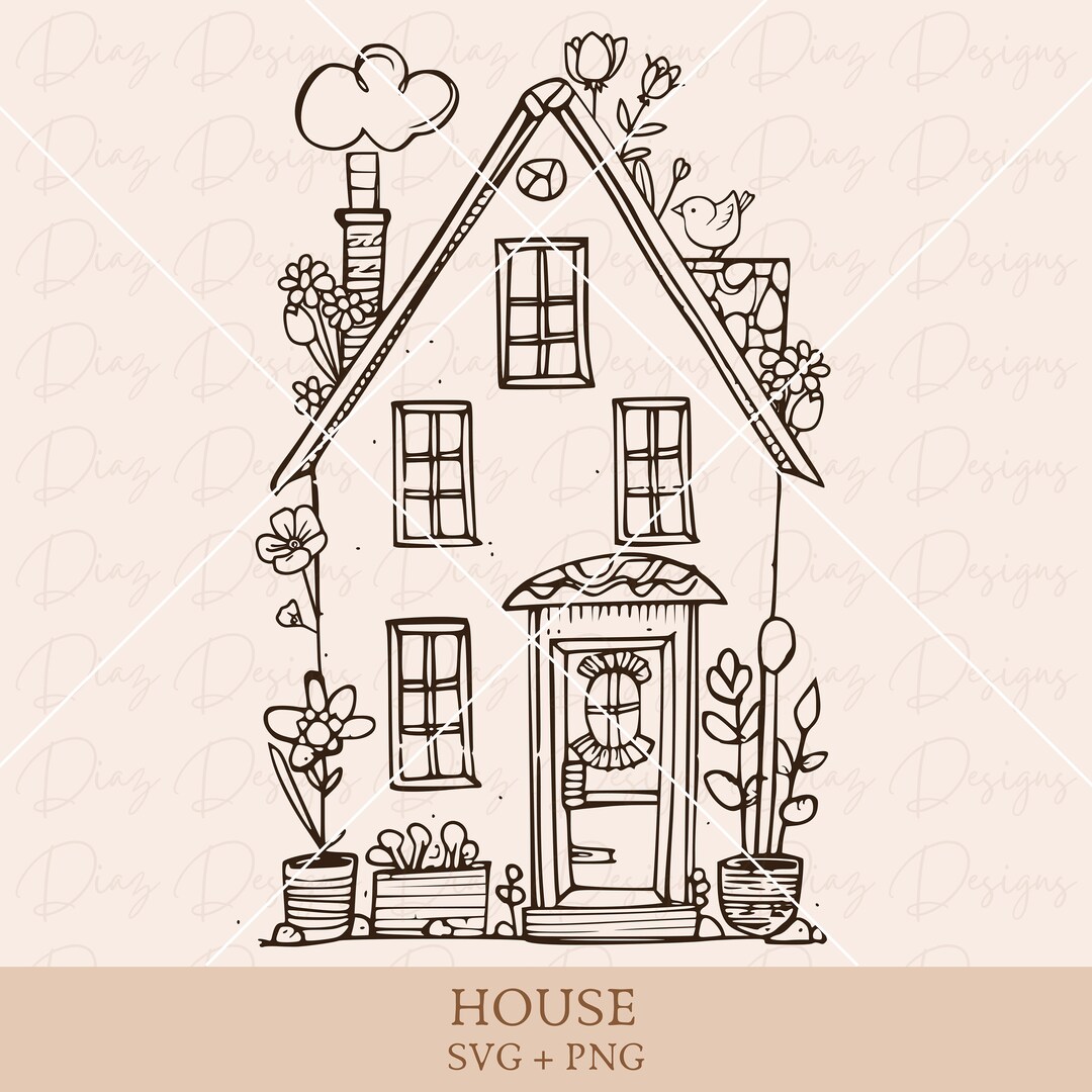 Floral House Svg, Tiny House Svg, Real Estate Png, Sweet Home Png, Cute ...