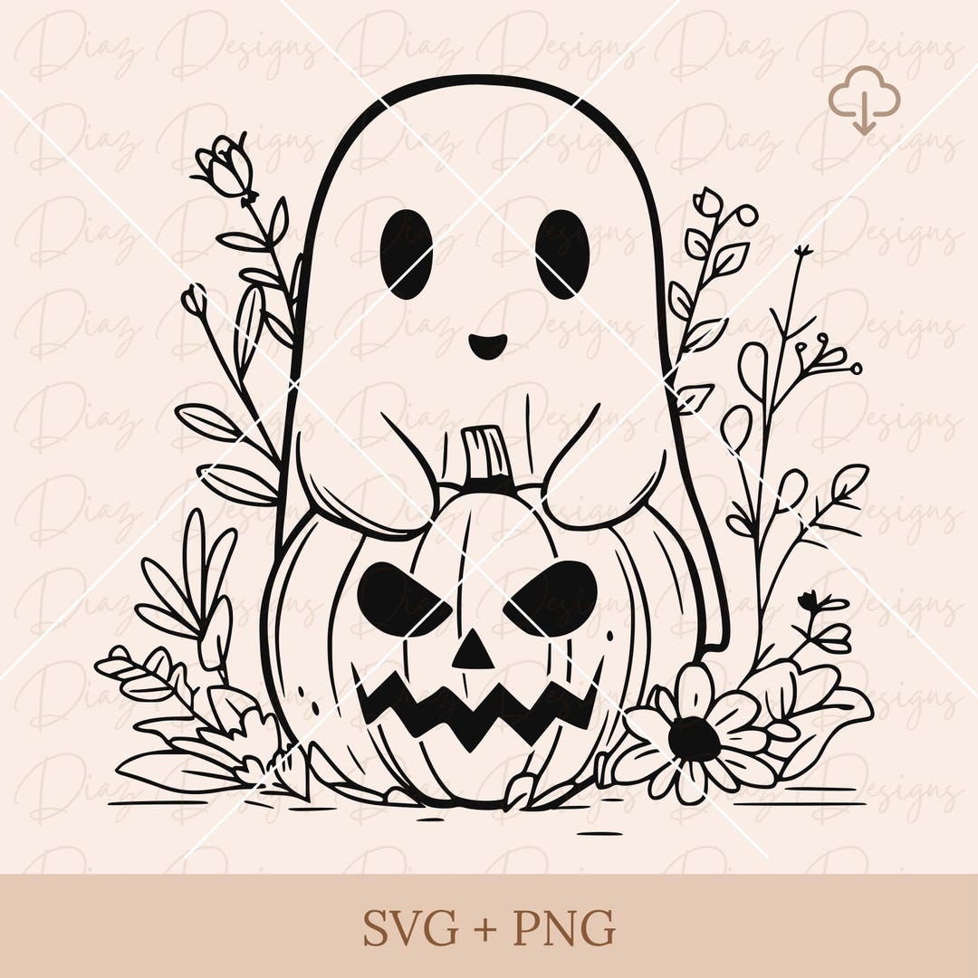 Cute Ghost Pumpkin Png, Ghost Flower Svg, Funny Halloween Png, Funny ...