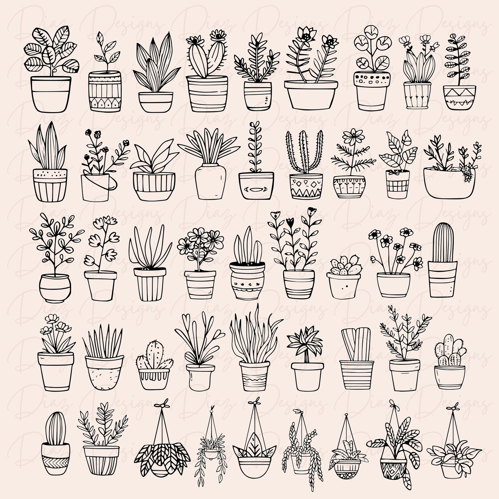 House Plants Svg, Potted Plant Svg, Hanging Plant Svg, Gardening Svg ...
