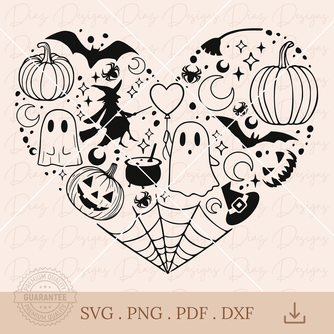 Halloween Heart Svg, Spooky Heart Svg, Boo Ghost Svg, Scary Boo Clipart ...