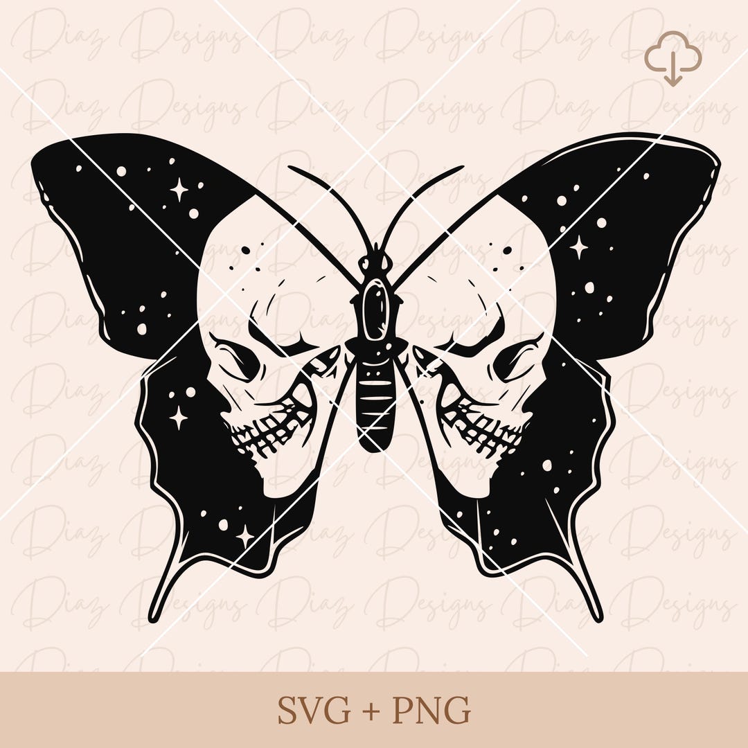 Skull Butterfly Svg, Butterfly Tattoo Clipart, Butterfly Cricut, Skull ...