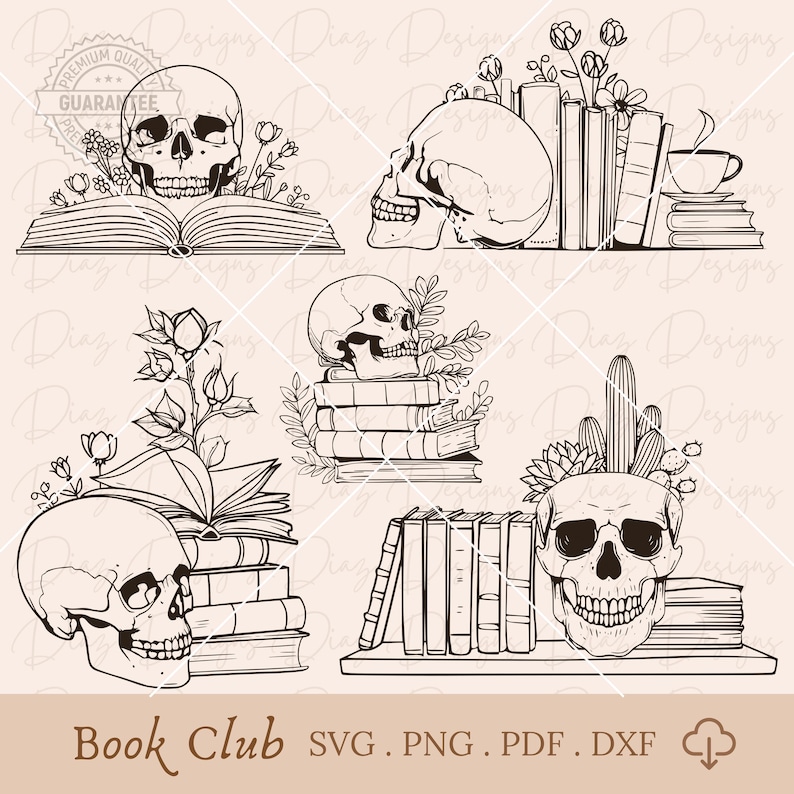 Spooky Book Svg, Skull Book Clipart, Skeleton Reading Svg, Halloween ...