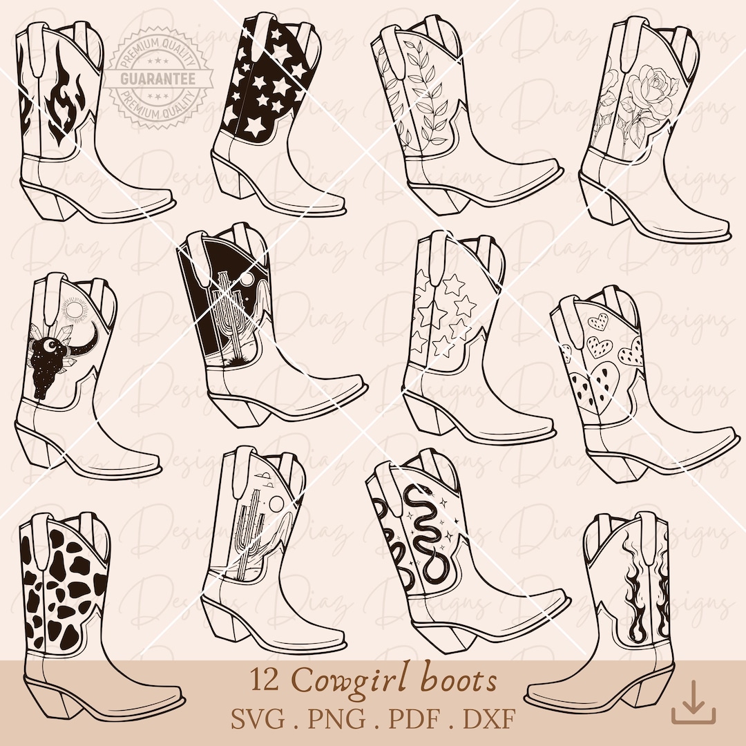 Cowgirl Boots Svg, Cowboy Floral Boots Svg, Western Boots Cricut ...