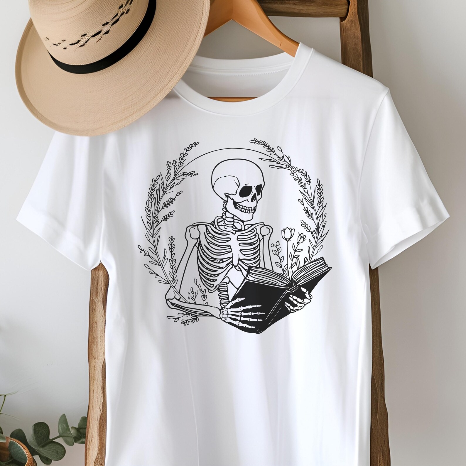 Skeleton Reading Clipart, Floral Book Lover Svg, Skull Reader Cricut ...