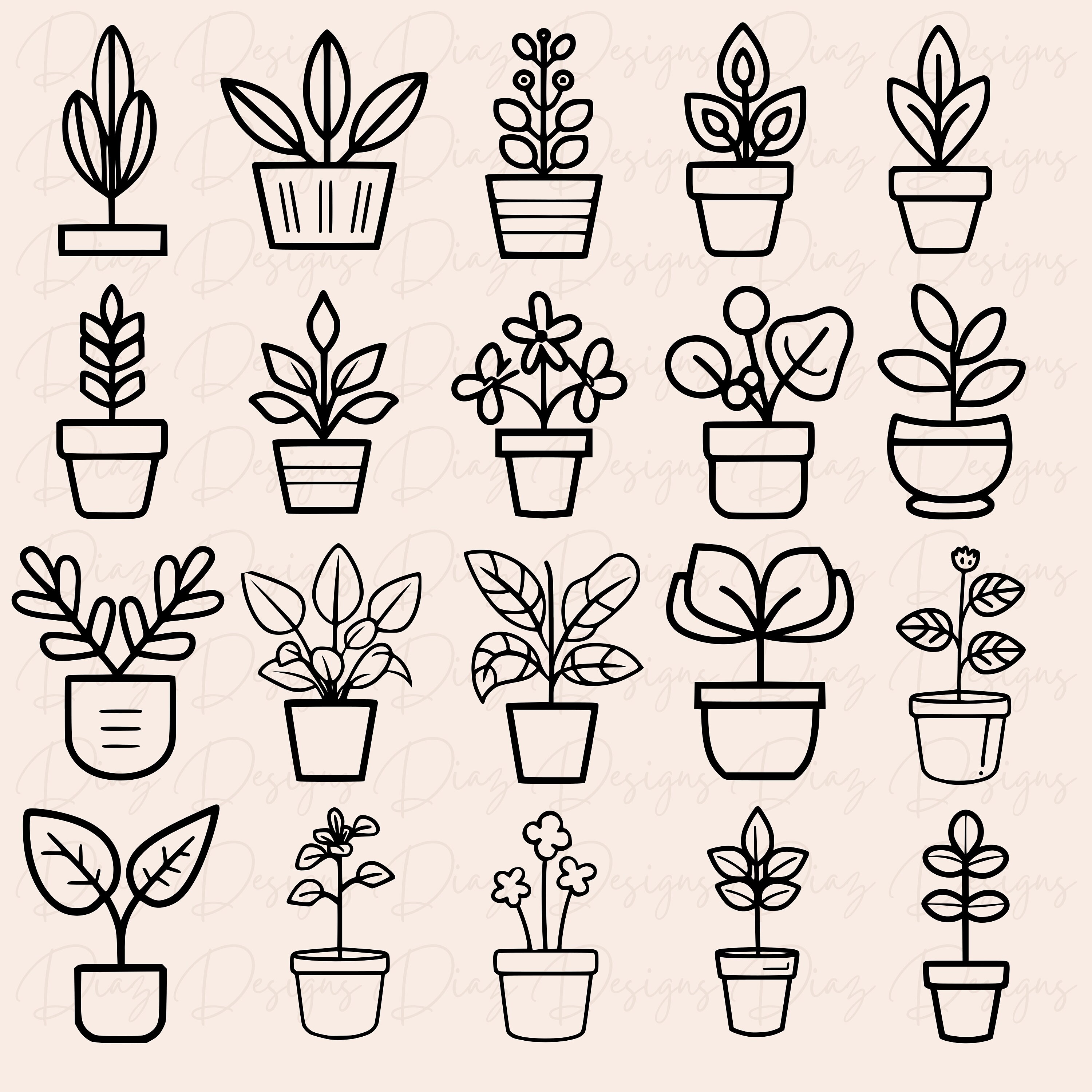 House Plants Svg, Potted Plant Svg, Garden Svg, Gardening Svg, Floral ...
