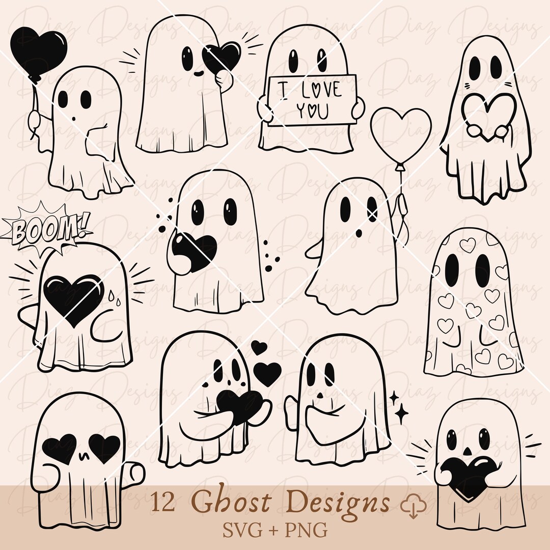 Ghost Heart Svg, Cute Ghost Svg, Halloween Ghost Cricut, Ghost Spooky ...