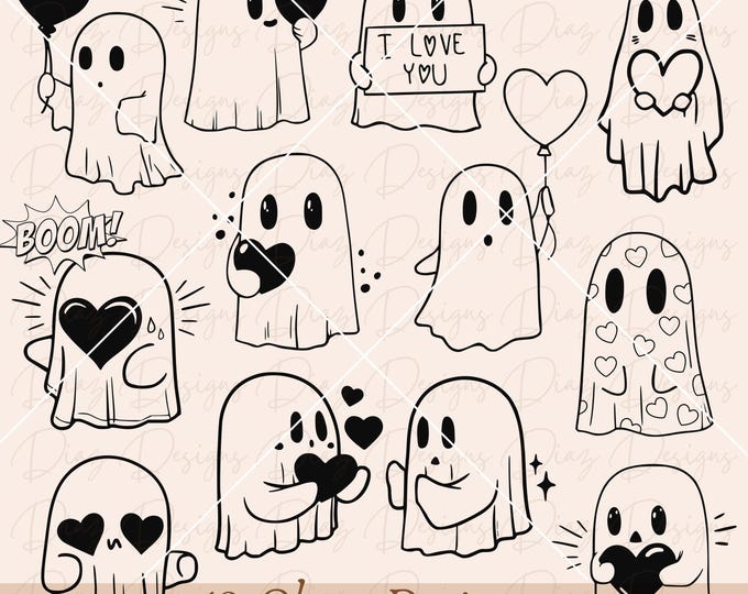 Ghost Heart Svg, Cute Ghost Svg, Halloween Ghost Cricut, Ghost Spooky ...