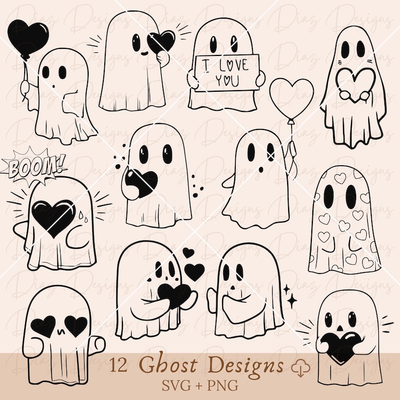 Ghost Heart Svg, Cute Ghost Svg, Halloween Ghost Cricut, Ghost Spooky ...