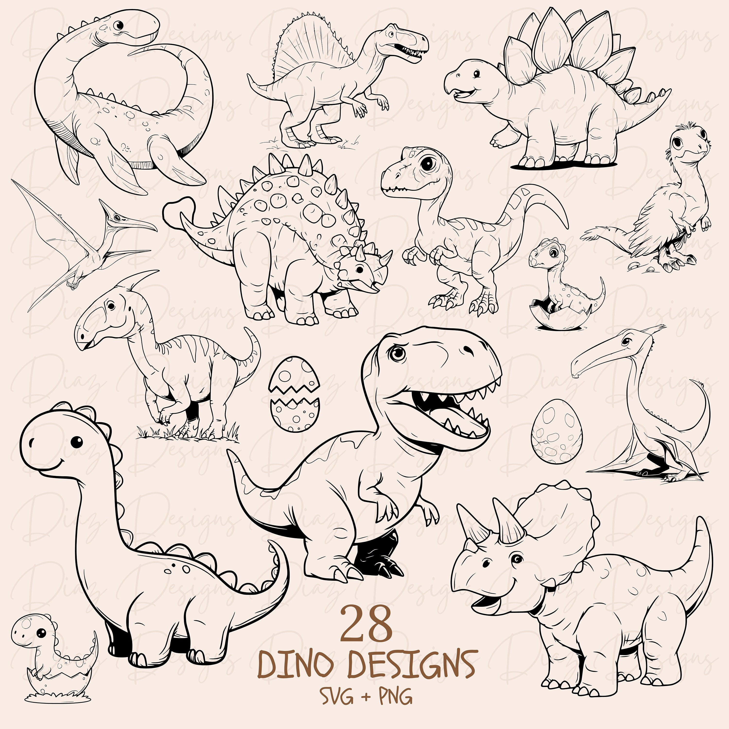 Dinosaur Svg Bundle, Dino Svg, Dinosaur Outline Svg, Jurassic Svg, T ...